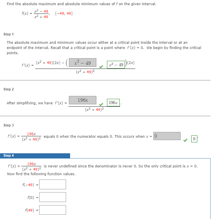 Solved Find the absolute maximum and absolute minimum values | Chegg.com