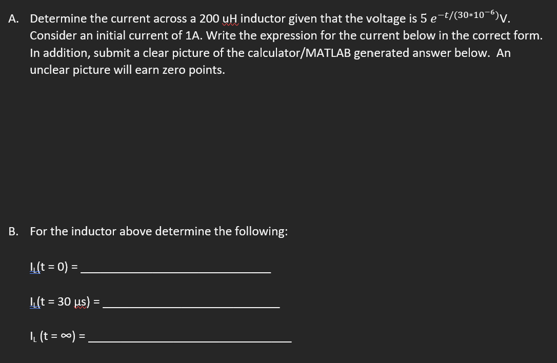Solved A. Determine the current across a 200uH inductor | Chegg.com