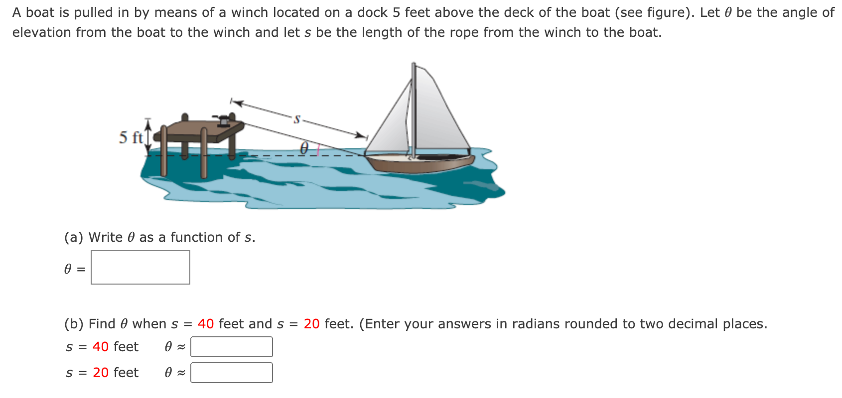 Solved A boat is pulled in by means of a winch located on a | Chegg.com