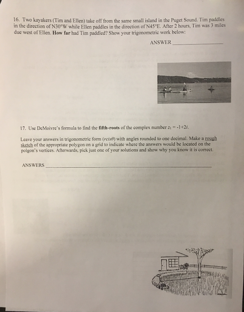 Solved 16. Two kayakers (Tim and Ellen) take off from the | Chegg.com