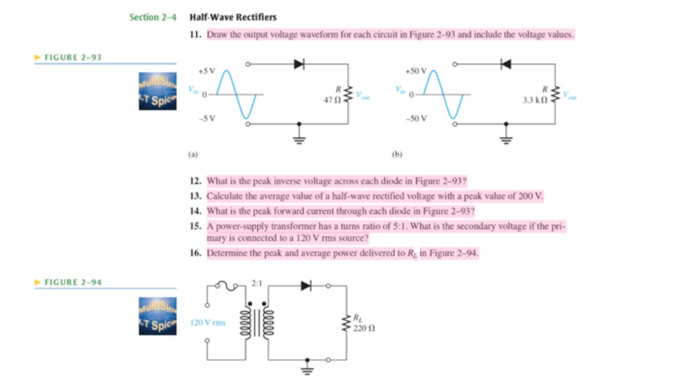 11. Draw the output voltage waveform for each circuit | Chegg.com