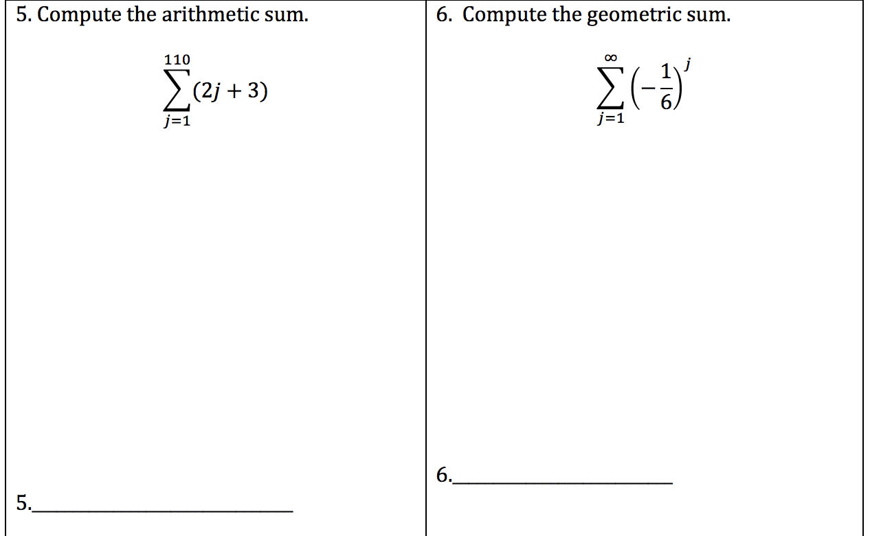 Solved 5. Compute the arithmetic sum. 6. Compute the | Chegg.com