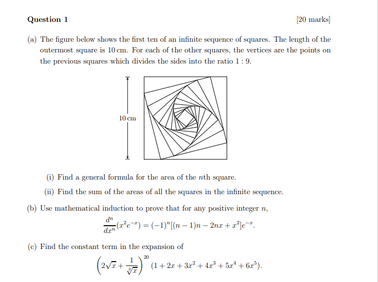 Solved (a) The figure below shows the first ten of an | Chegg.com