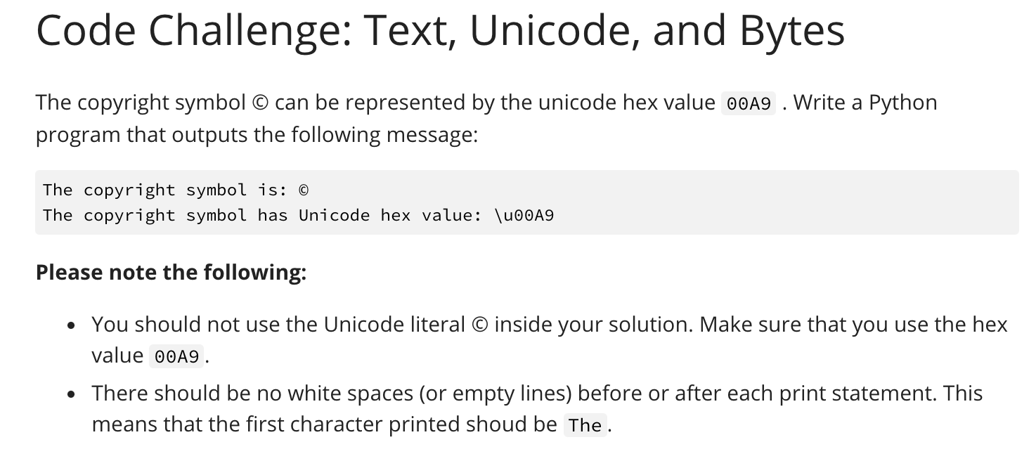 Solved Code Challenge: Text, Unicode, and Bytes The | Chegg.com
