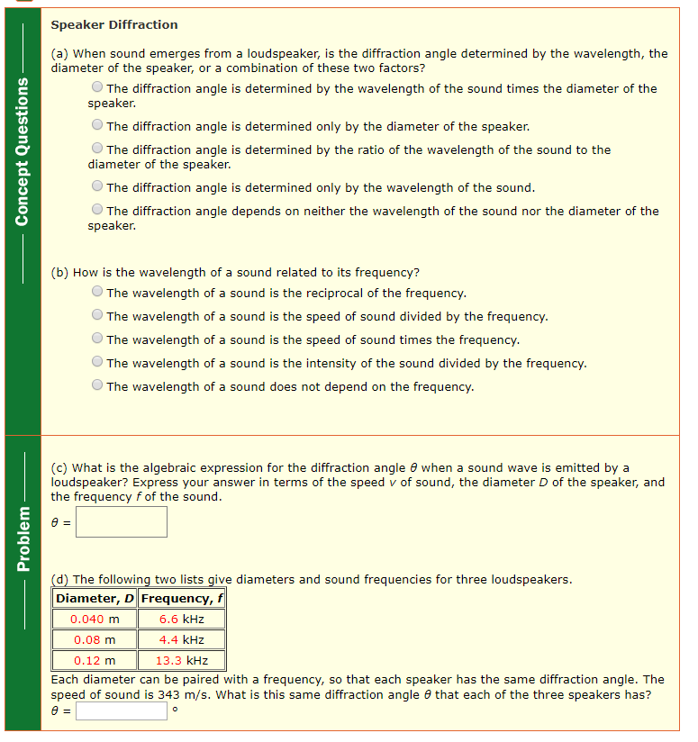 Solved Speaker Diffraction (a) When sound emerges from a | Chegg.com