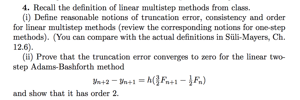 4. Recall the definition of linear multistep methods | Chegg.com