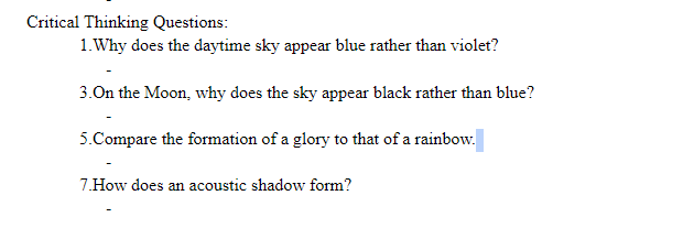 Solved Critical Thinking Questions: 1. Why does the daytime | Chegg.com