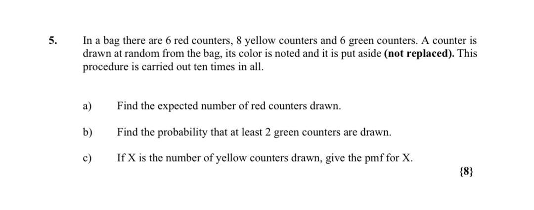 Solved 5. In a bag there are 6 red counters, 8 yellow | Chegg.com