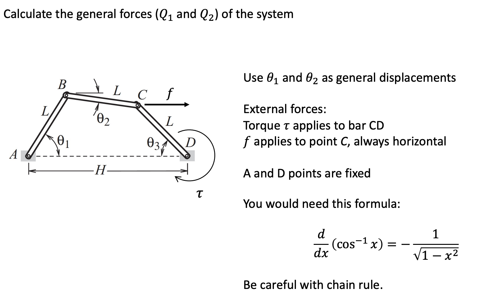 Solved Calculate the general forces (Q1 and Q2) of the | Chegg.com