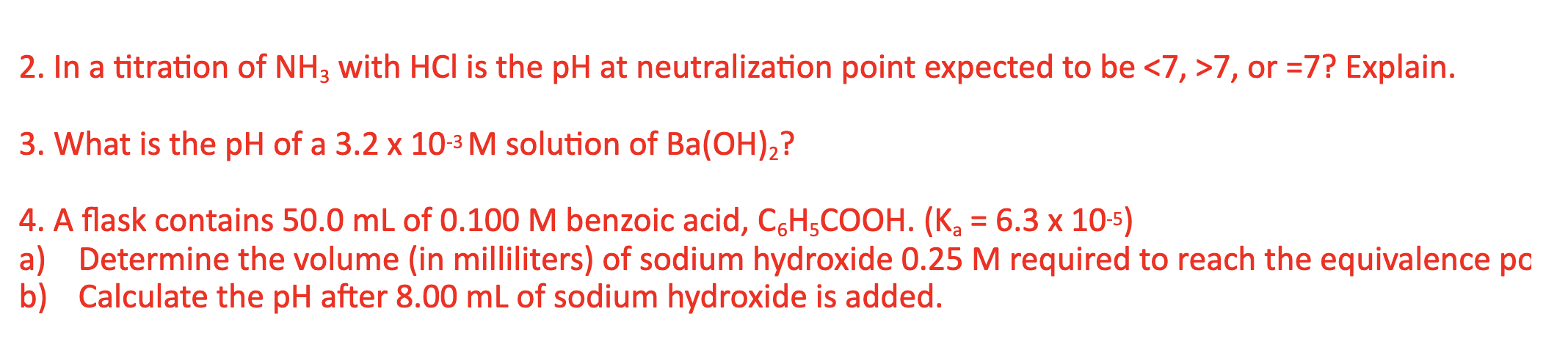 Solved 2. In a titration of NH3 with HCl is the pH at | Chegg.com