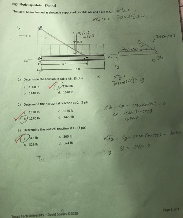 Solved Rigid Body Equilibrium (Statics) The steel beam, | Chegg.com