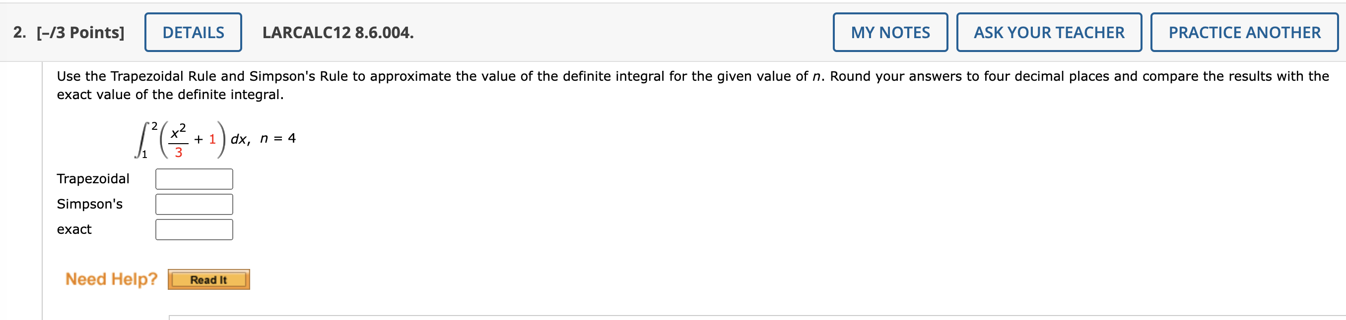 Solved exact value of the definite integral. | Chegg.com