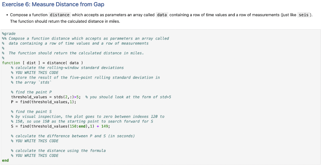 Exercise 6: Measure Distance from Gap • Compose a | Chegg.com