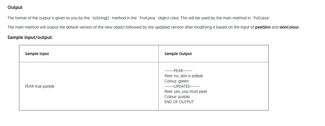 Solved Today you will be given a Fruit class. From this, you | Chegg.com