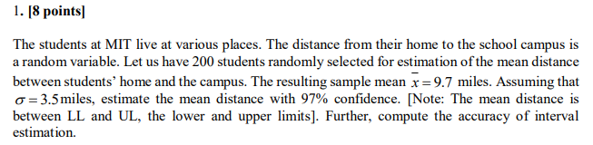 Solved The students at MIT live at various places. The | Chegg.com