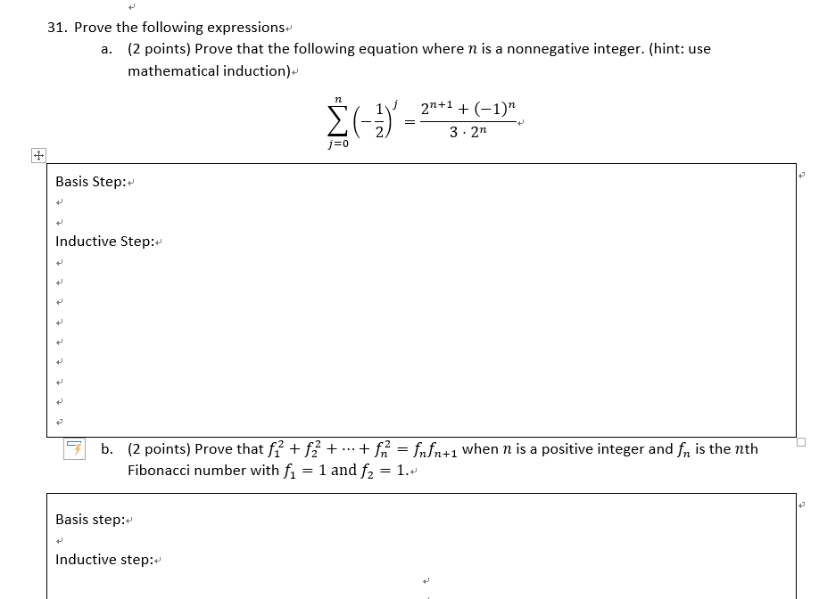 Solved 31. Prove the following expressions a. (2 points) | Chegg.com
