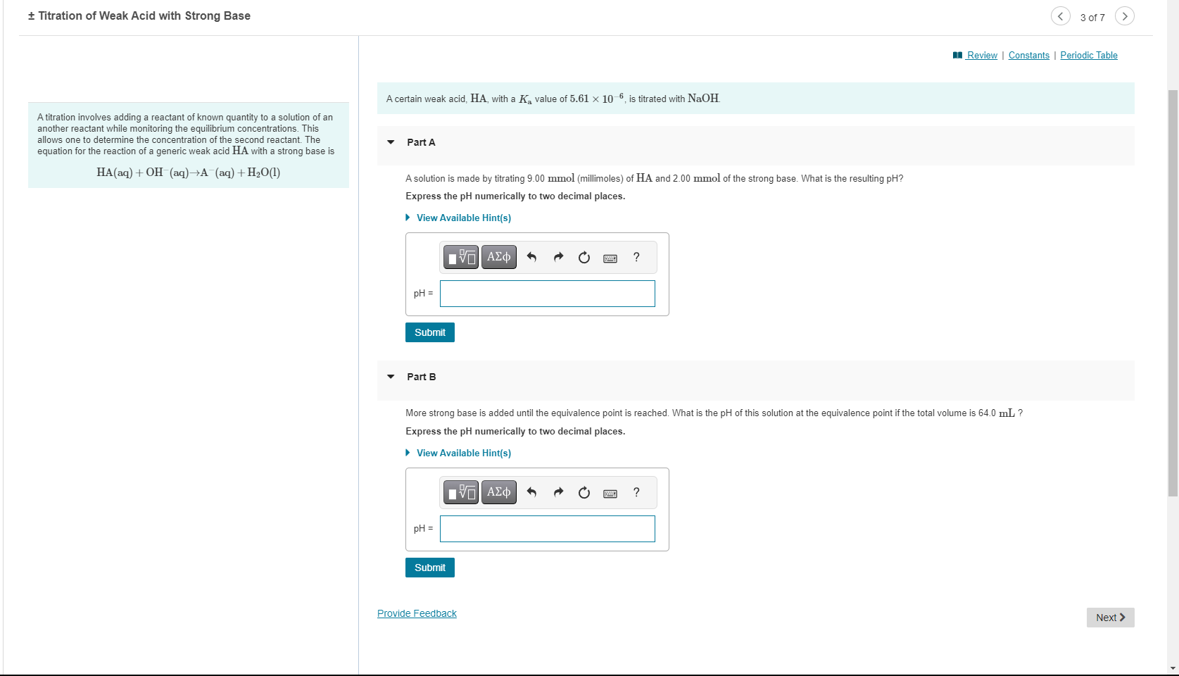 Solved \pm Titration of Weak Acid with Strong Base Review | Chegg.com
