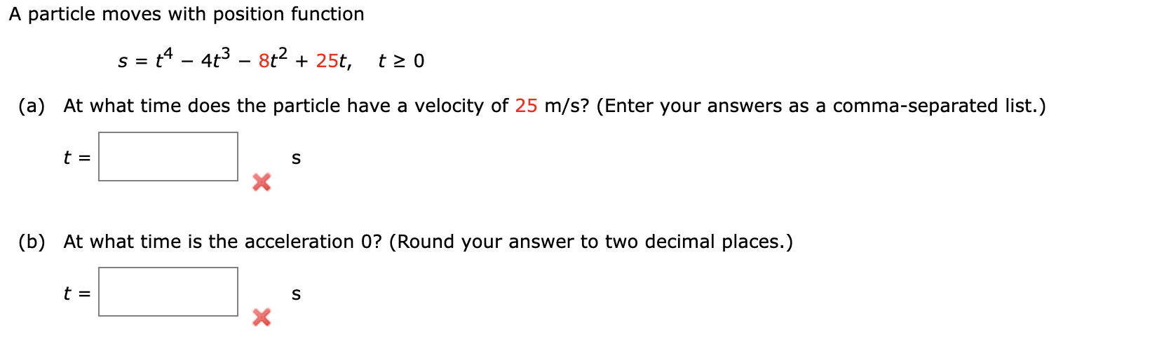 Solved A particle moves with position function | Chegg.com