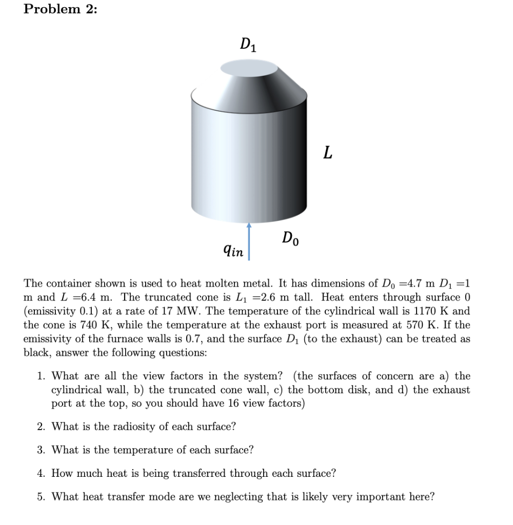 Solved Problem 2: D1 L Do qin The container shown is used to | Chegg.com