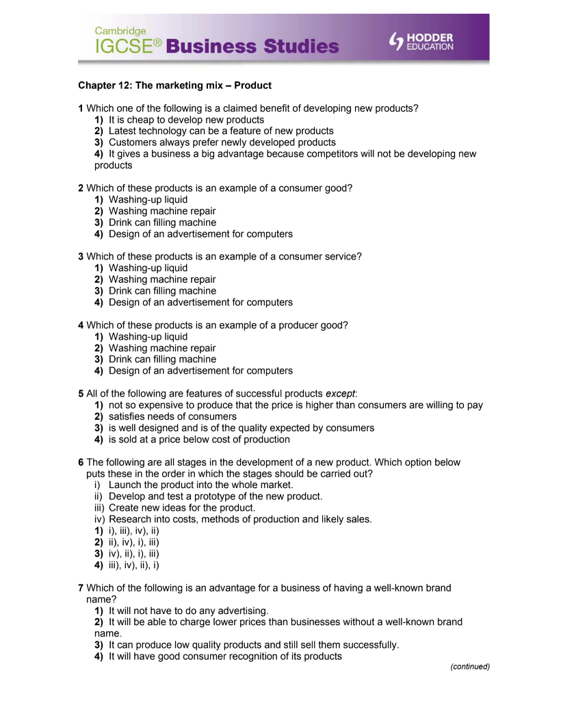 Solved Cambridge IGCSE® Business Studies 4 HODDER EDUCATION | Chegg.com
