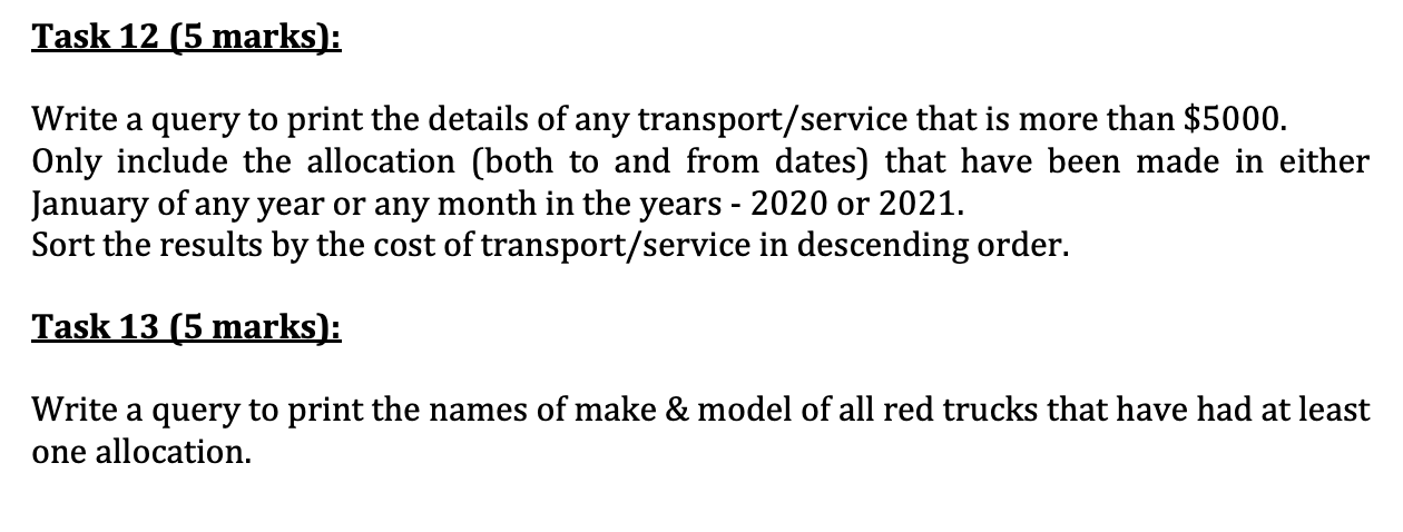 Solved Using mySQL solve Tasks 12 and 13, Use applicable | Chegg.com