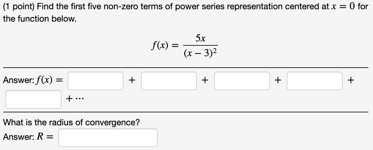 Solved Find the first five non-zero terms of power | Chegg.com