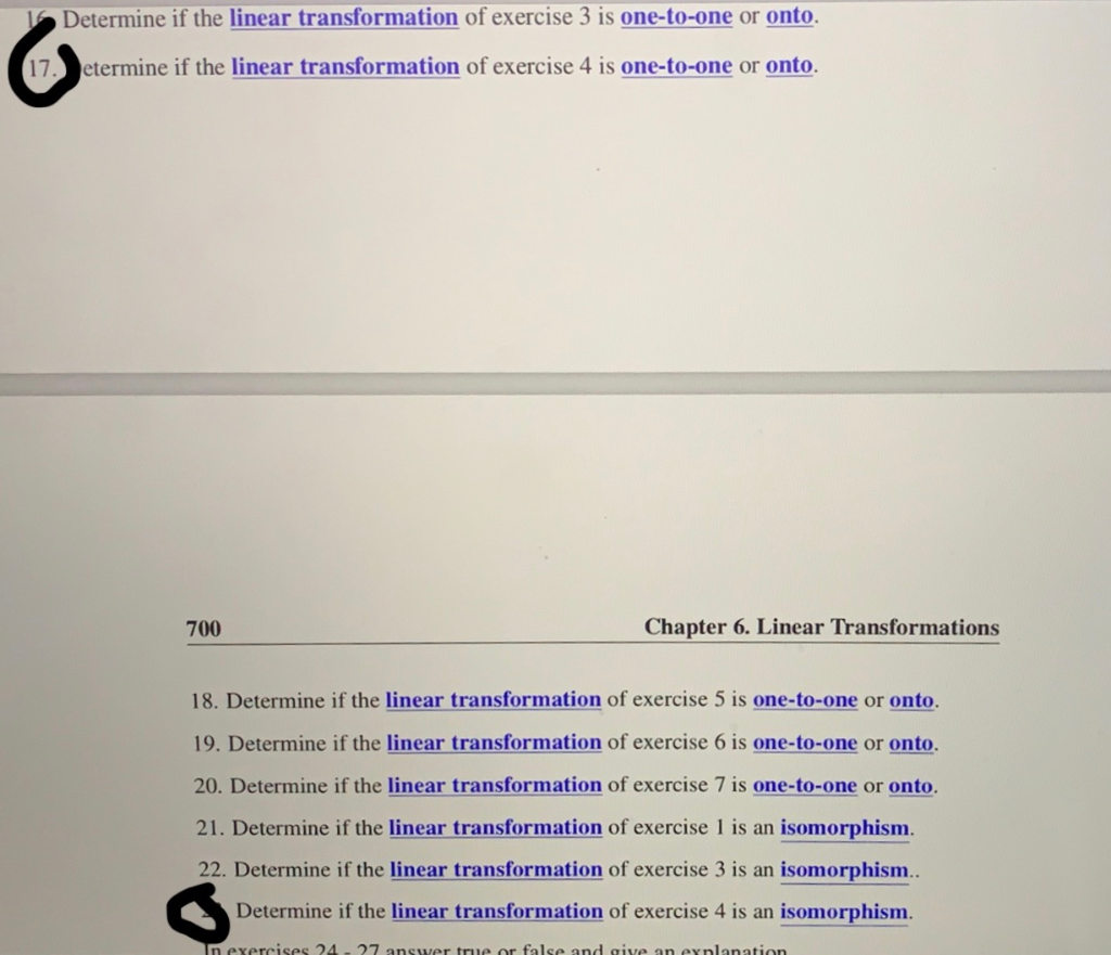 Solved Determine if the linear transformation of exercise 3 | Chegg.com