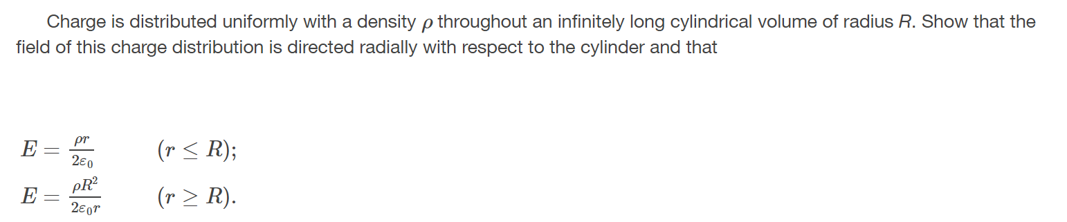 Solved Charge is distributed uniformly with a density p | Chegg.com