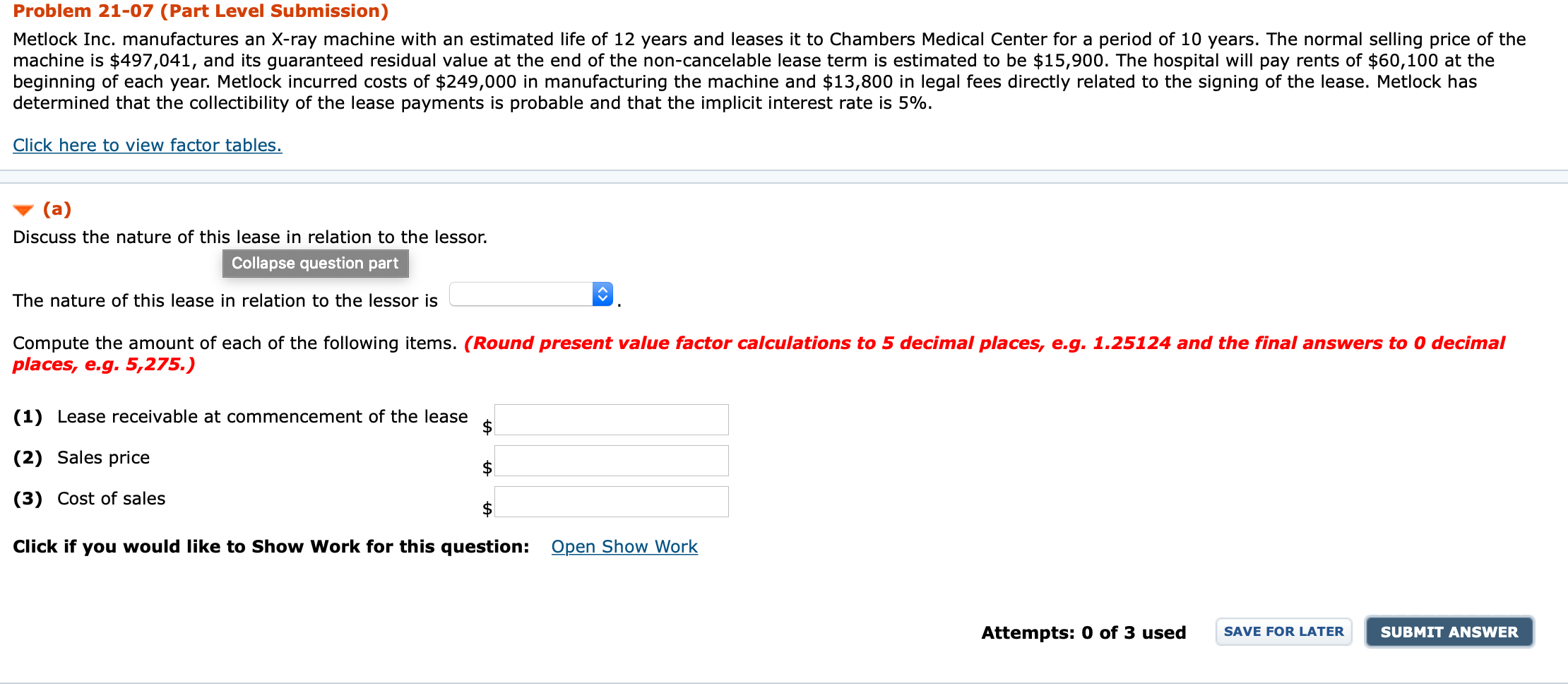 Solved Problem 21-07 (Part Level Submission) Metlock Inc. | Chegg.com