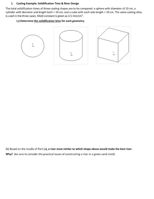 Solved Solidification Time & Riser Design The total | Chegg.com Solved Solidification Time & Riser Design The total | Chegg.com