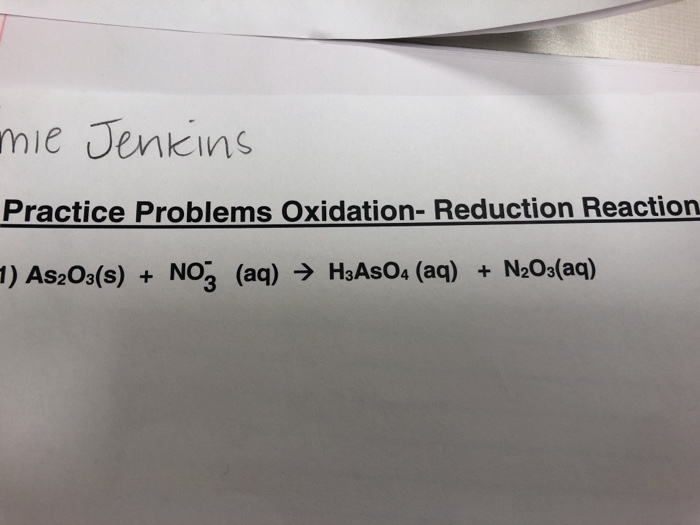 Solved mie Jenkins Practice Problems Oxidation- Reduction | Chegg.com