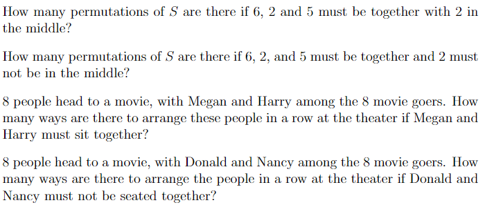 Solved How many permutations of S are there if 6,2 and 5 | Chegg.com