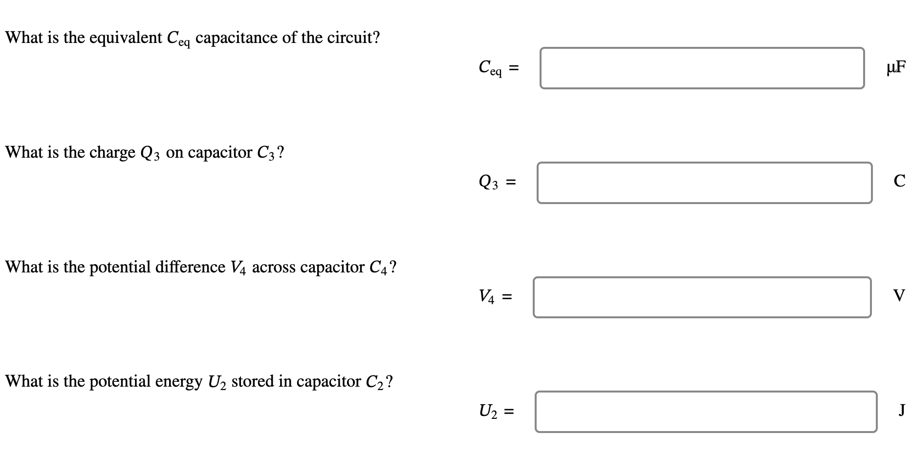[Solved]: Four capacitors are arranged in the circuit shown