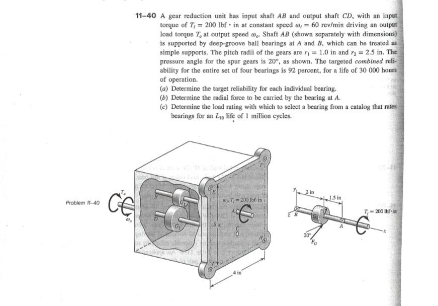 Solved A gear reduction unit has input shaft AB and output | Chegg.com