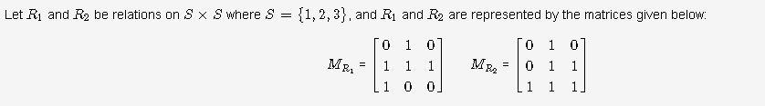 Solved Let R1 and R2 be relations on S×S where S={1,2,3}, | Chegg.com