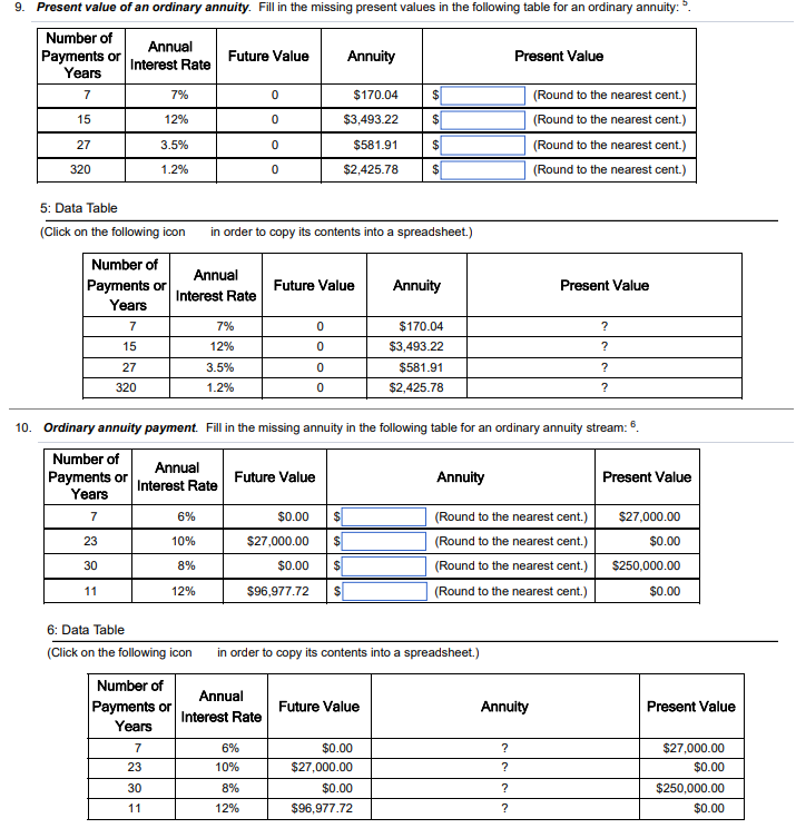 Solved 5: Data Table (Click on the following icon in order | Chegg.com