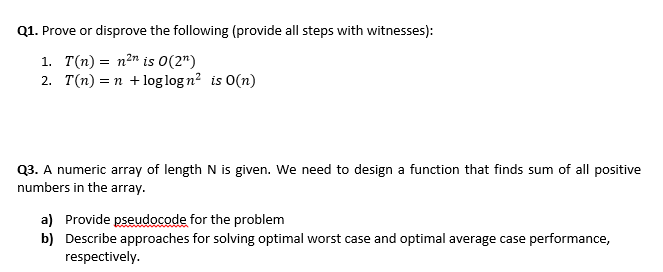 Solved Q1. Prove or disprove the following (provide all | Chegg.com