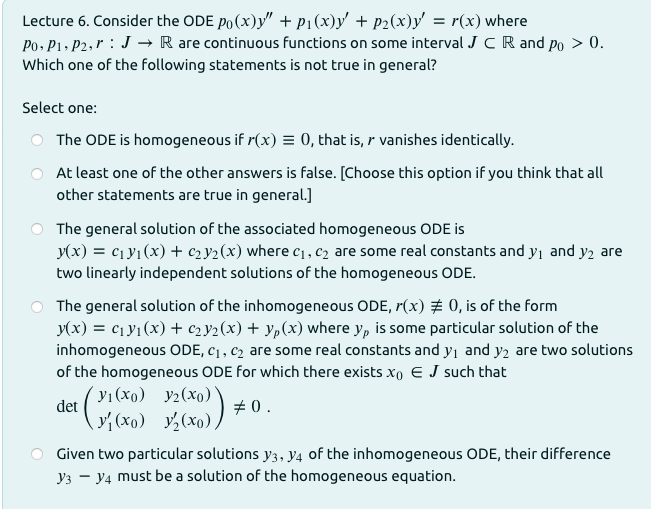 Solved Lecture 6. ﻿Consider the ODE | Chegg.com