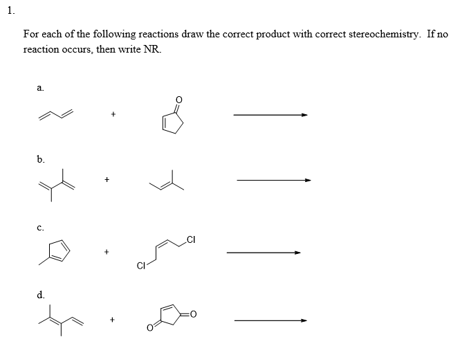 Solved For each of the following reactions draw the correct | Chegg.com