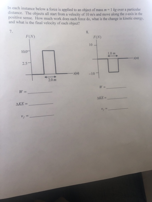 Solved In each instance below a force is applied to an | Chegg.com