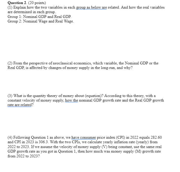 Solved Question 2. (20 points) (1) Explain how the two | Chegg.com