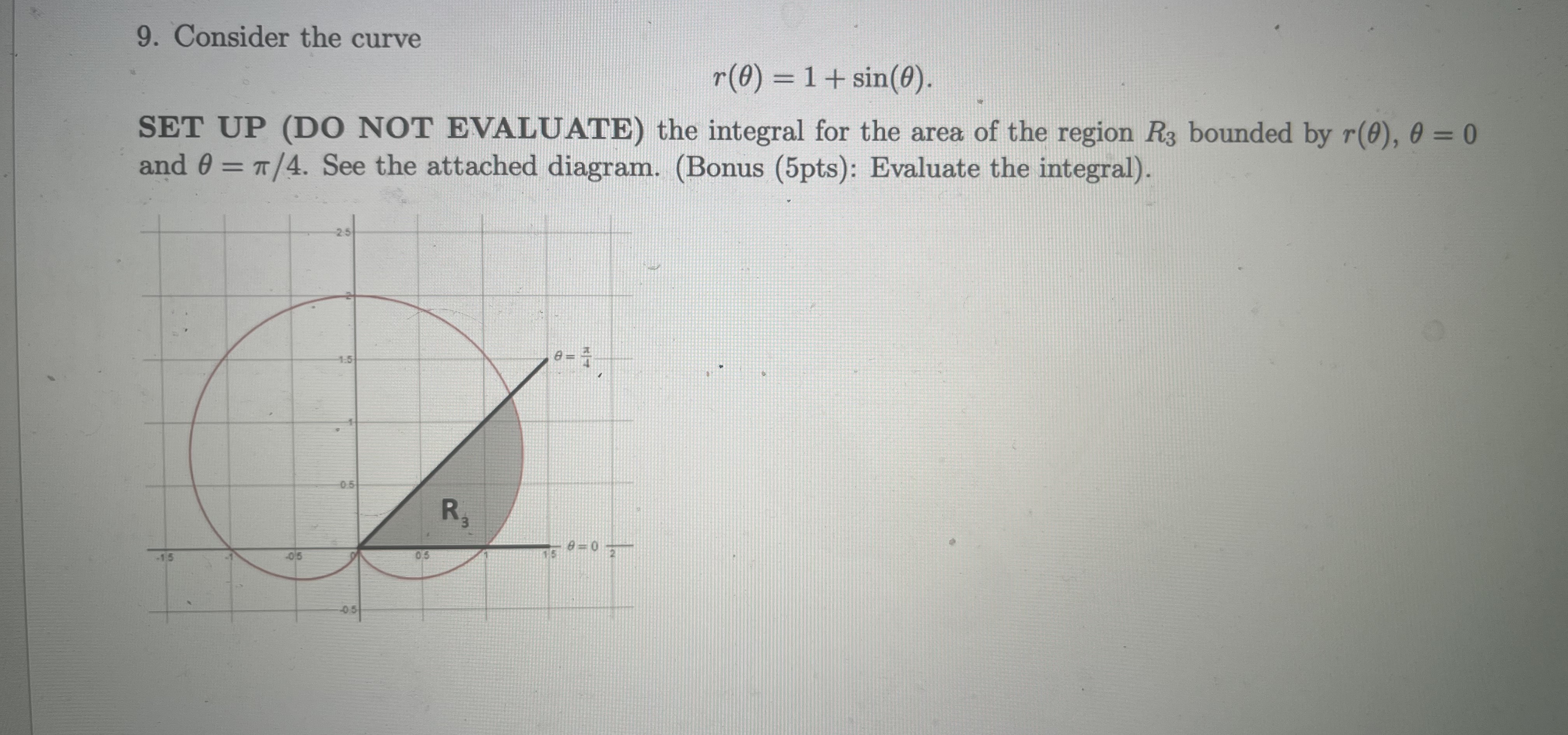 Solved 9. Consider the curve r(θ)=1+sin(θ). SET UP (DO NOT | Chegg.com