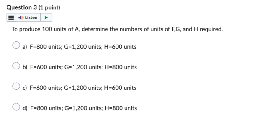 Solved To produce 100 units of A, determine the numbers of | Chegg.com