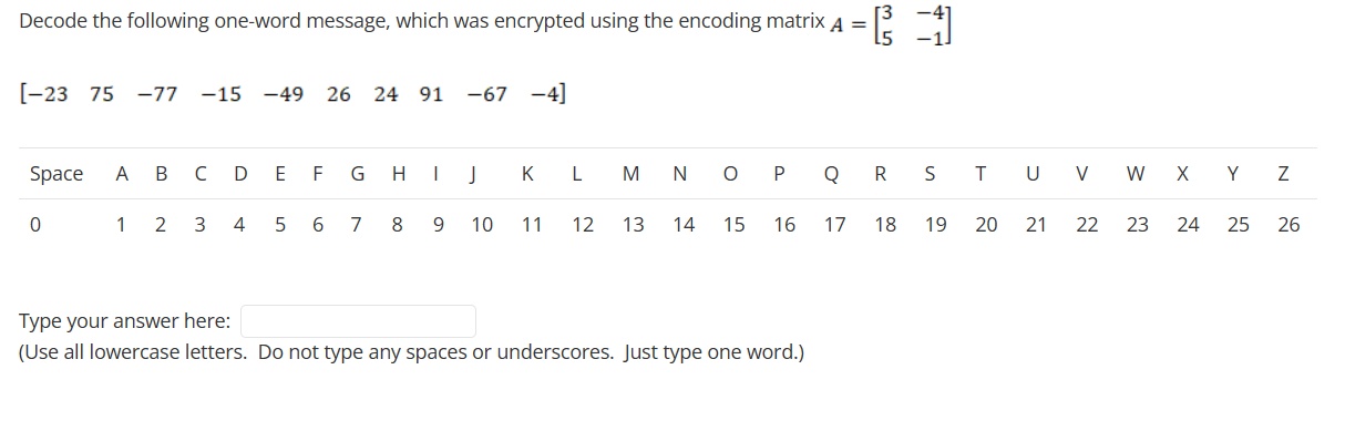 Solved Decode the following one-word message, which was | Chegg.com