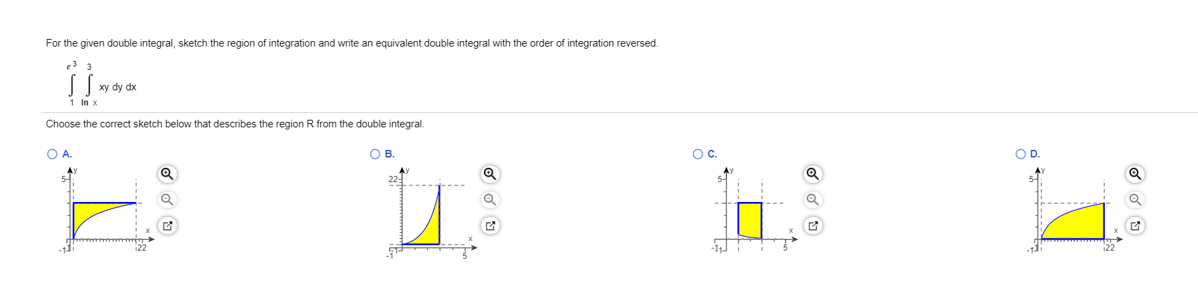 Solved For the given double integral, sketch the region of | Chegg.com