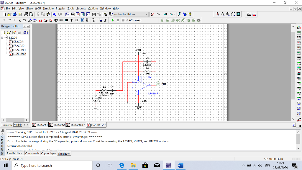 Solved - X ES2C0 - Multisim - (ES2C0#E2 *) HL Eile Edit View | Chegg.com