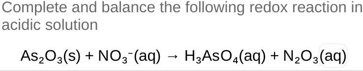 Solved: Complete And Balance The Following Redox Reaction ... | Chegg.com Solved: Complete And Balance The Following Redox Reaction ... | Chegg.com