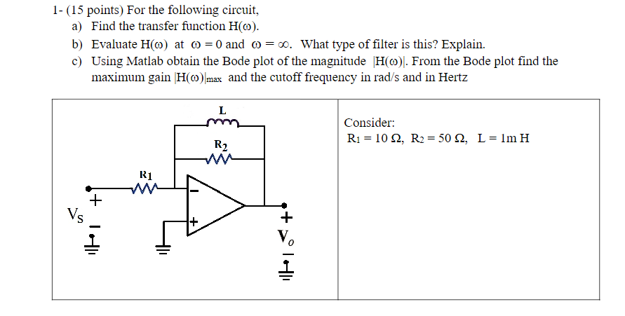 Solved 1 - ( 15 points) For the following circuit, a) Find | Chegg.com