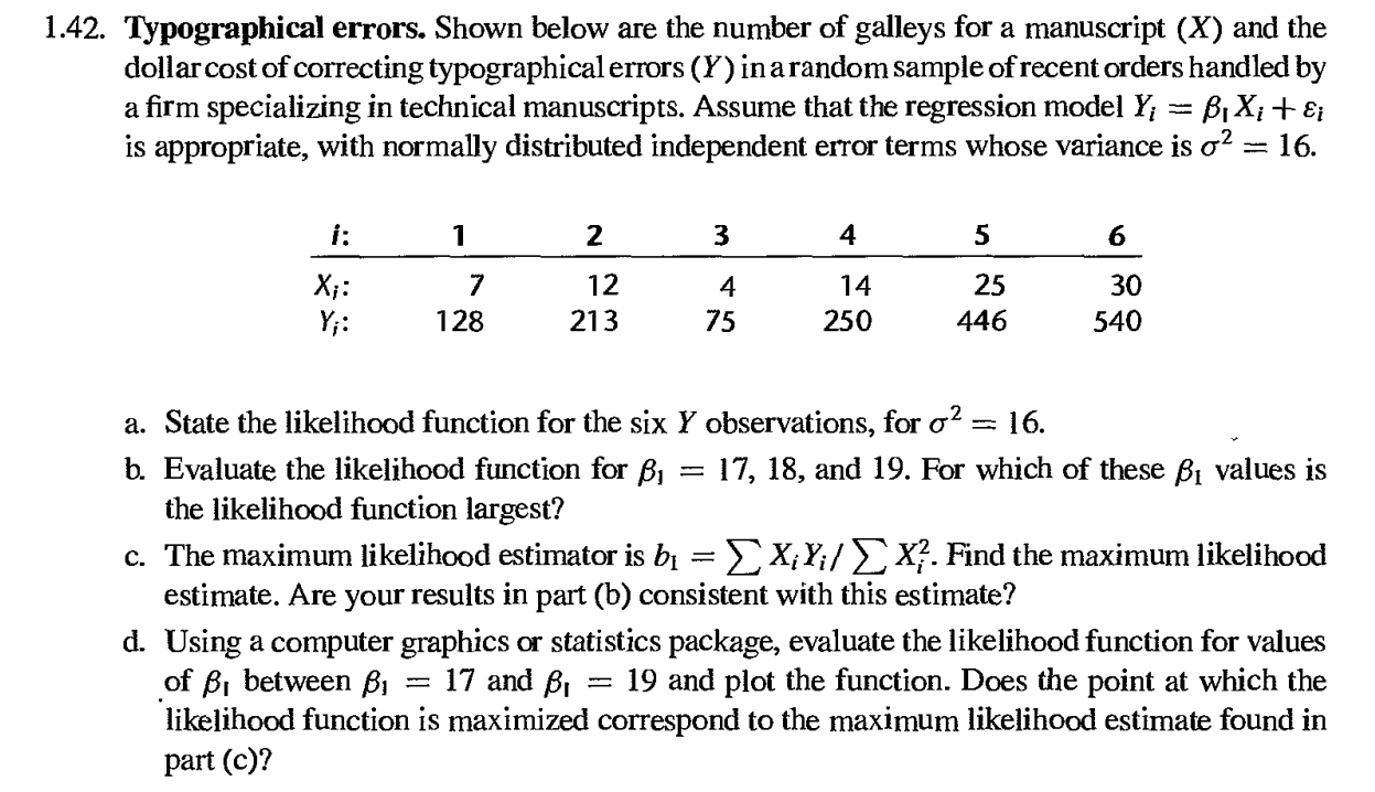 Solved 42. Typographical errors. Shown below are the number | Chegg.com