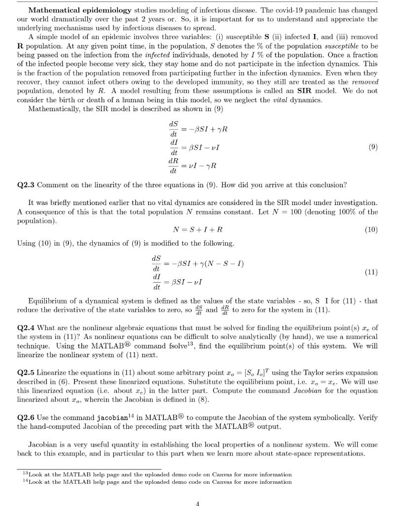 Mathematical epidemiology studies modeling of | Chegg.com